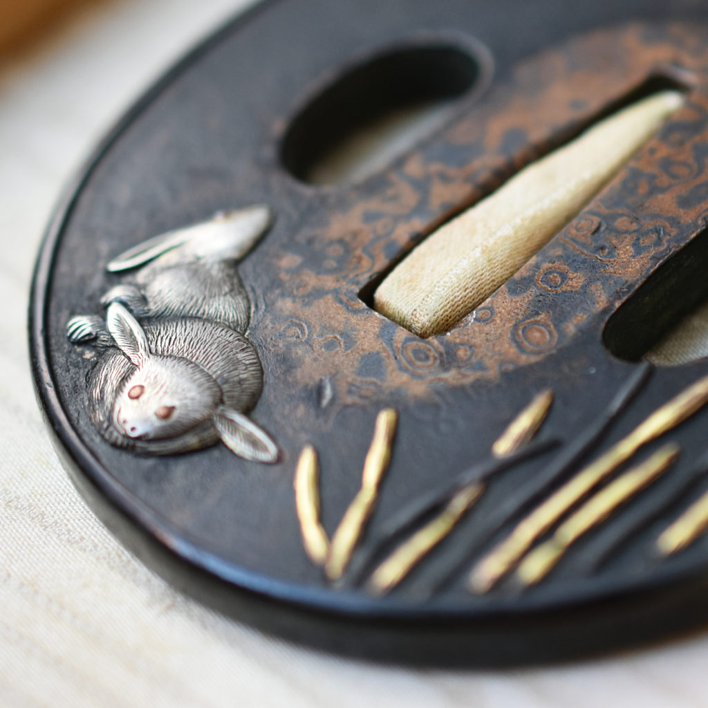 Tsuba with Rabbits | JAPAN STYLE
